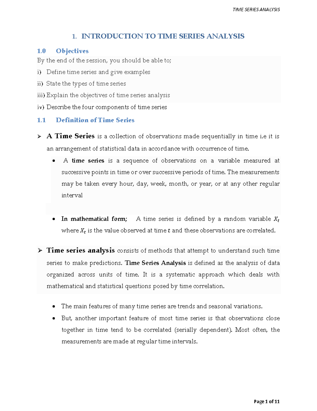 Lesson 1 SPM 2443 lecture one notes - 1. INTRODUCTION TO TIME SERIES ...