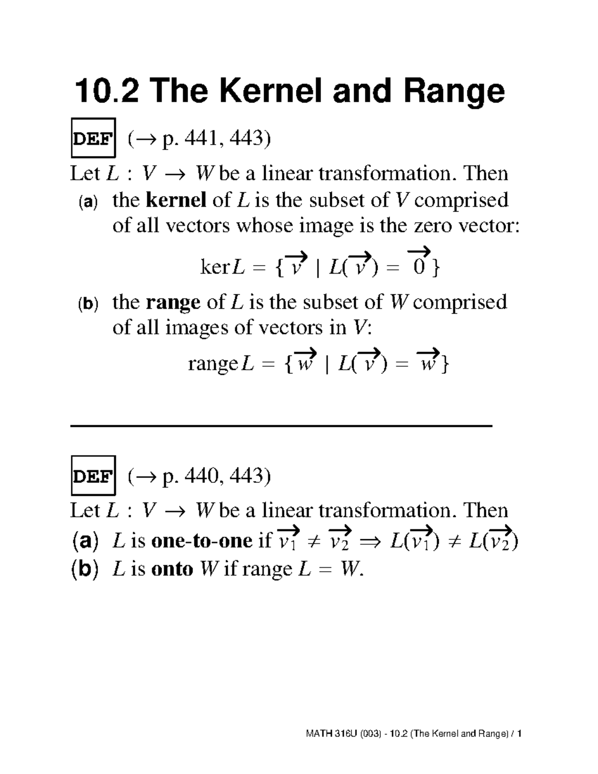 Kernel AND Range-Linear Algebra - Actuarial science - Studocu