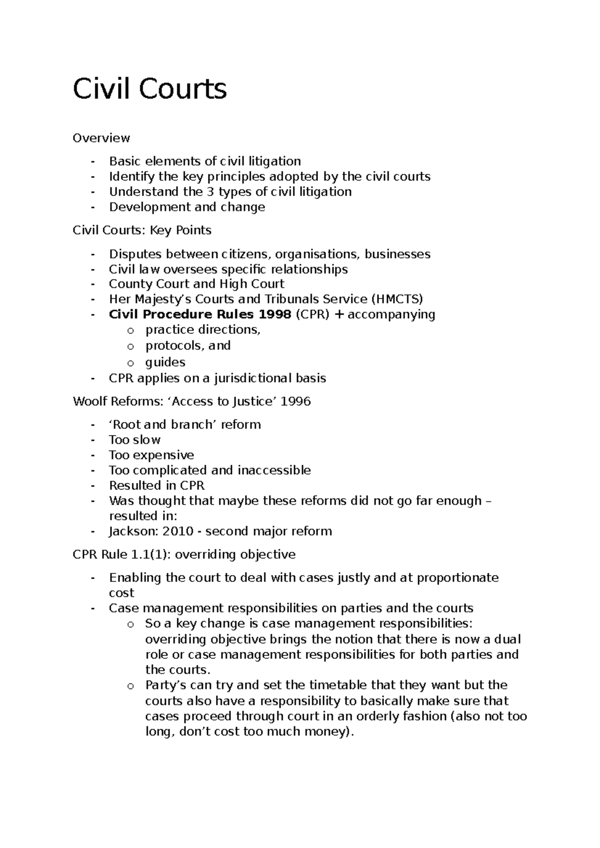 7 - Civil Courts - Civil Courts Overview - Basic elements of civil ...