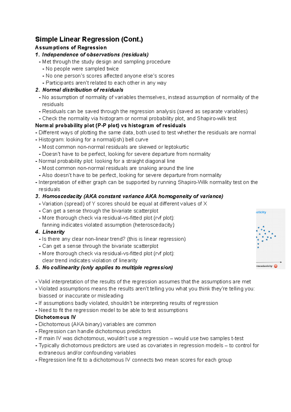 Psyu2248 Week 3 Week 3 Stats Lecture Notes Simple Linear Regression Cont Assumptions Of