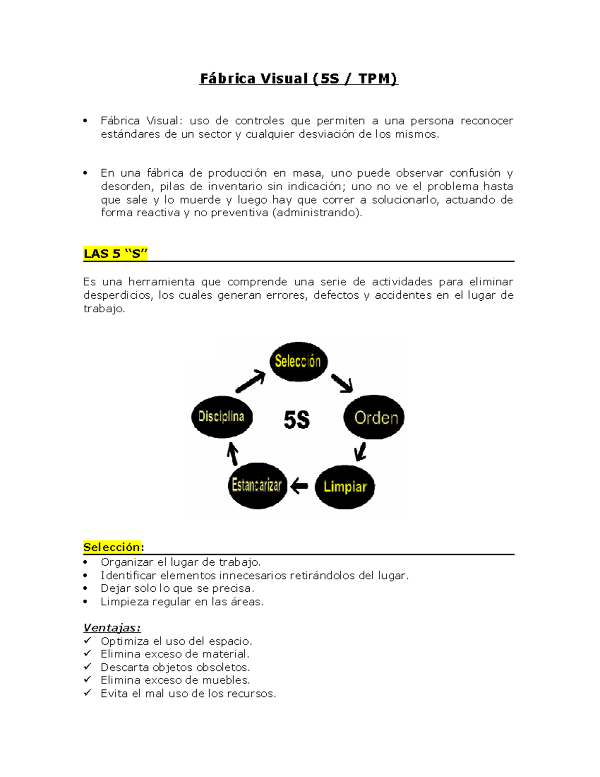 Fabrica visual 5s - Visual (5S TPM) Visual: uso de controles que ...