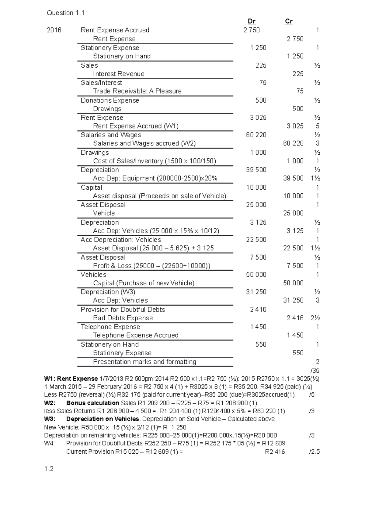 101 June 2016 Sol - past test paper solution - Question 1. Dr Cr 2016 ...