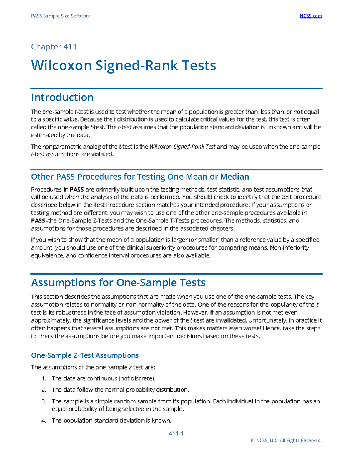 Wilcoxon Signed-Rank Tests - 411- Chapter 411 Wilcoxon Signed-Rank ...