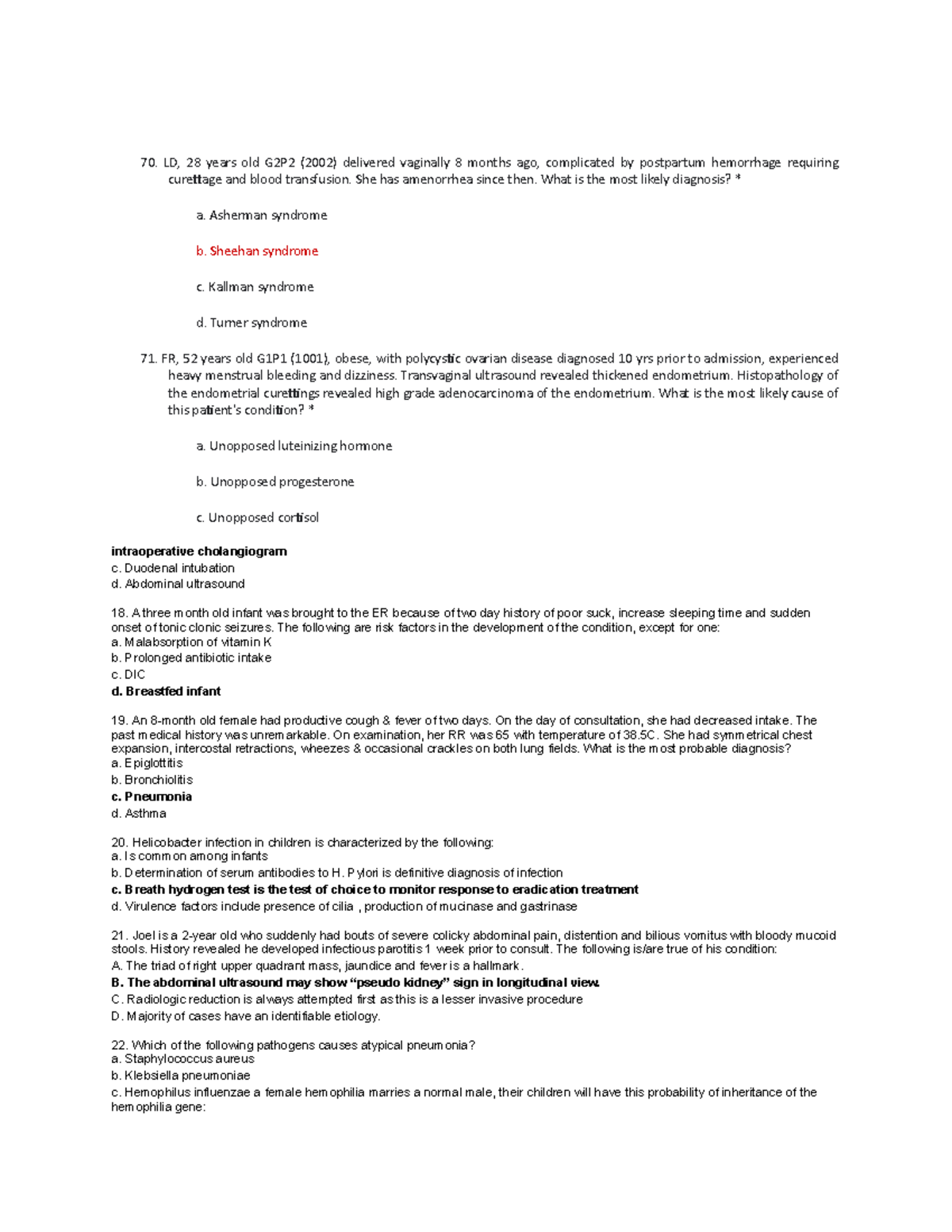Medical anatomy heathcare exam part 2 - 70. LD, 28 years old G2P2 (2002 ...