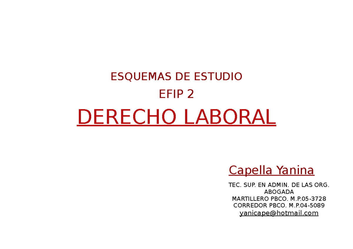 Esquemas Laboral - Esquema ideal para estudiar Efip 2 - ESQUEMAS DE ESTUDIO EFIP 2 DERECHO ...