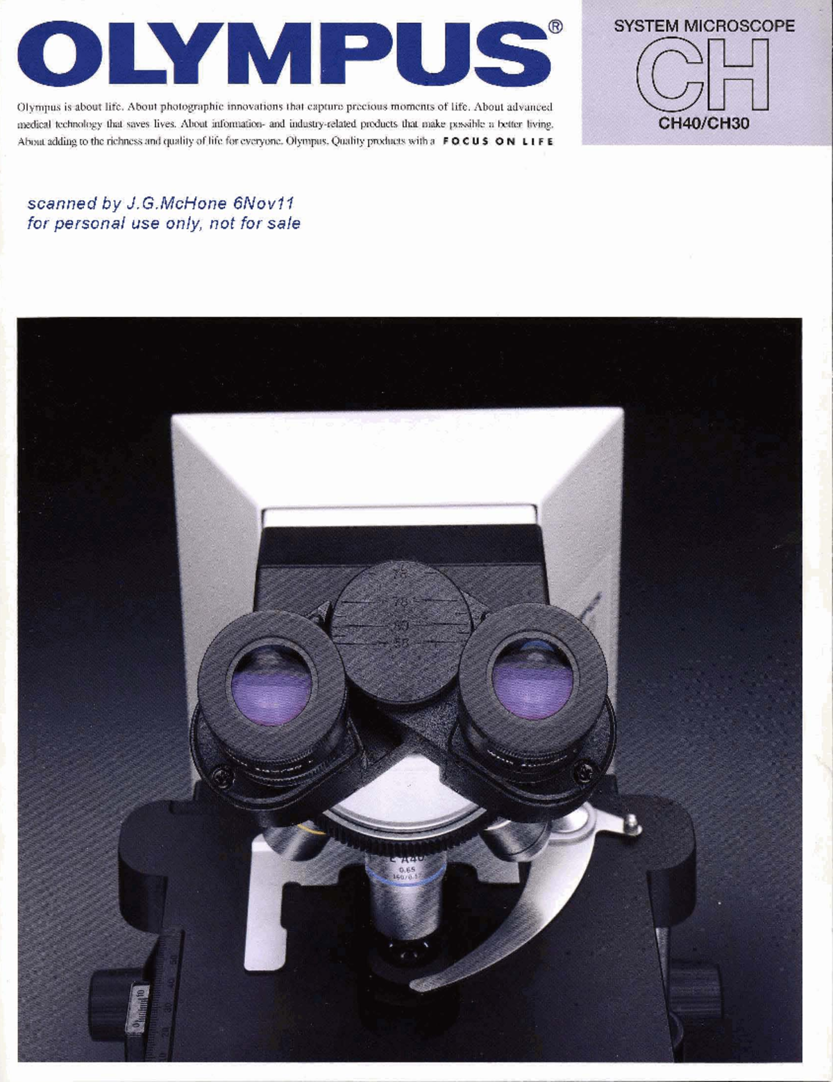 Brochure - Olympus CH30 - Olympus is about life About phatopaphic innwations that - Studocu