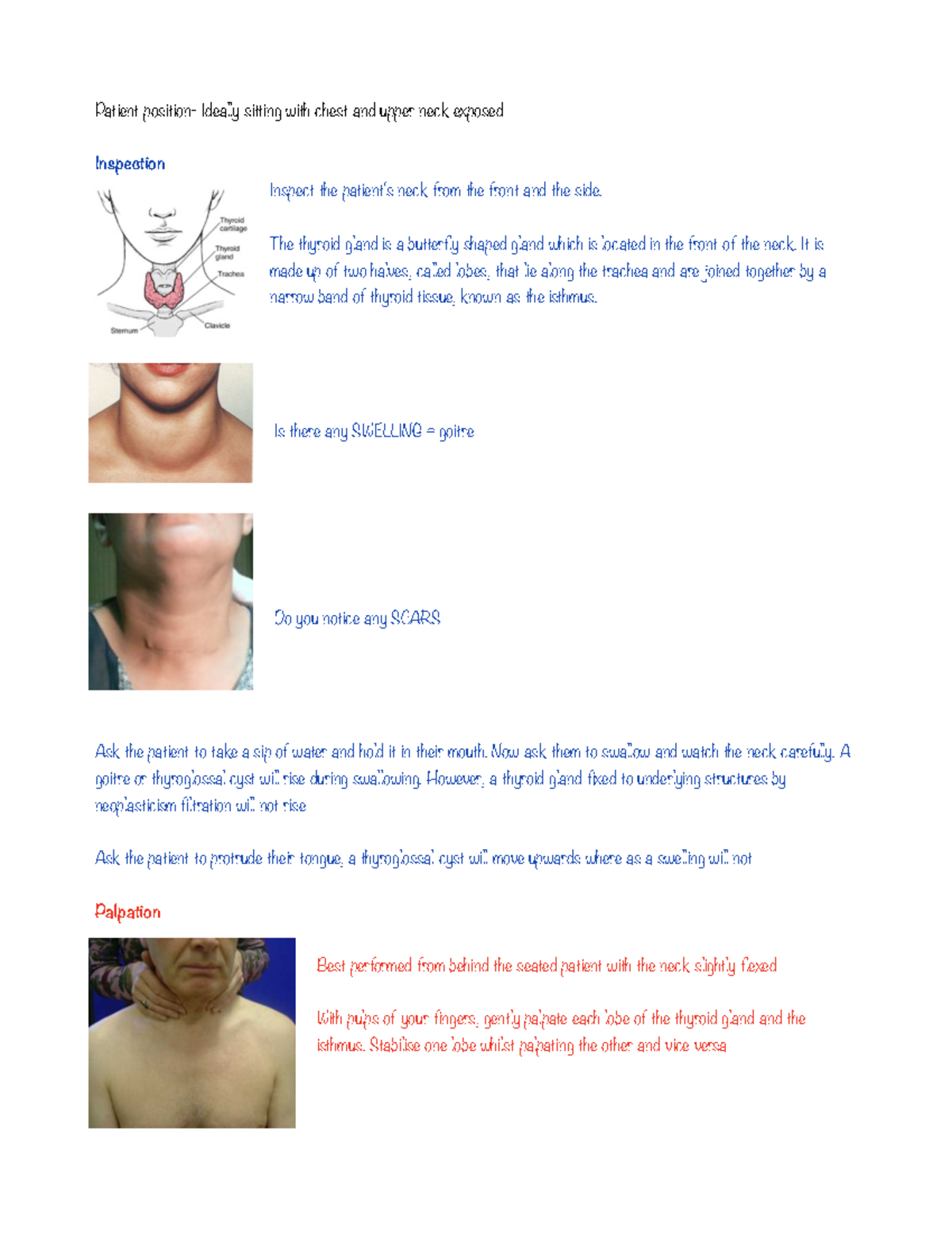 Thyroid exam - Patient position- Ideally sitting with chest and upper ...