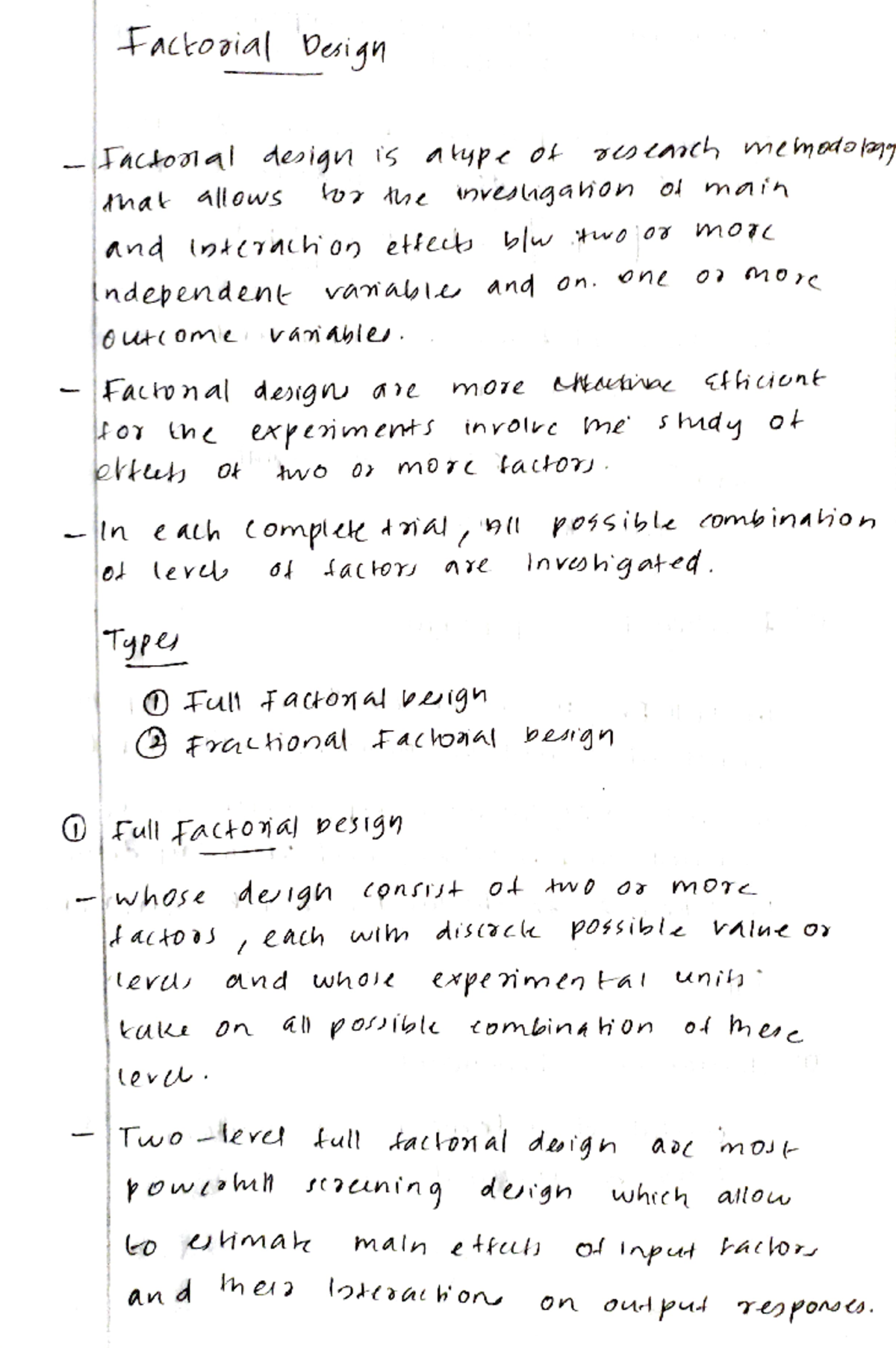 Factorial design - FActoial Design -TACkolal deoigv is A type ok 70 tch ...