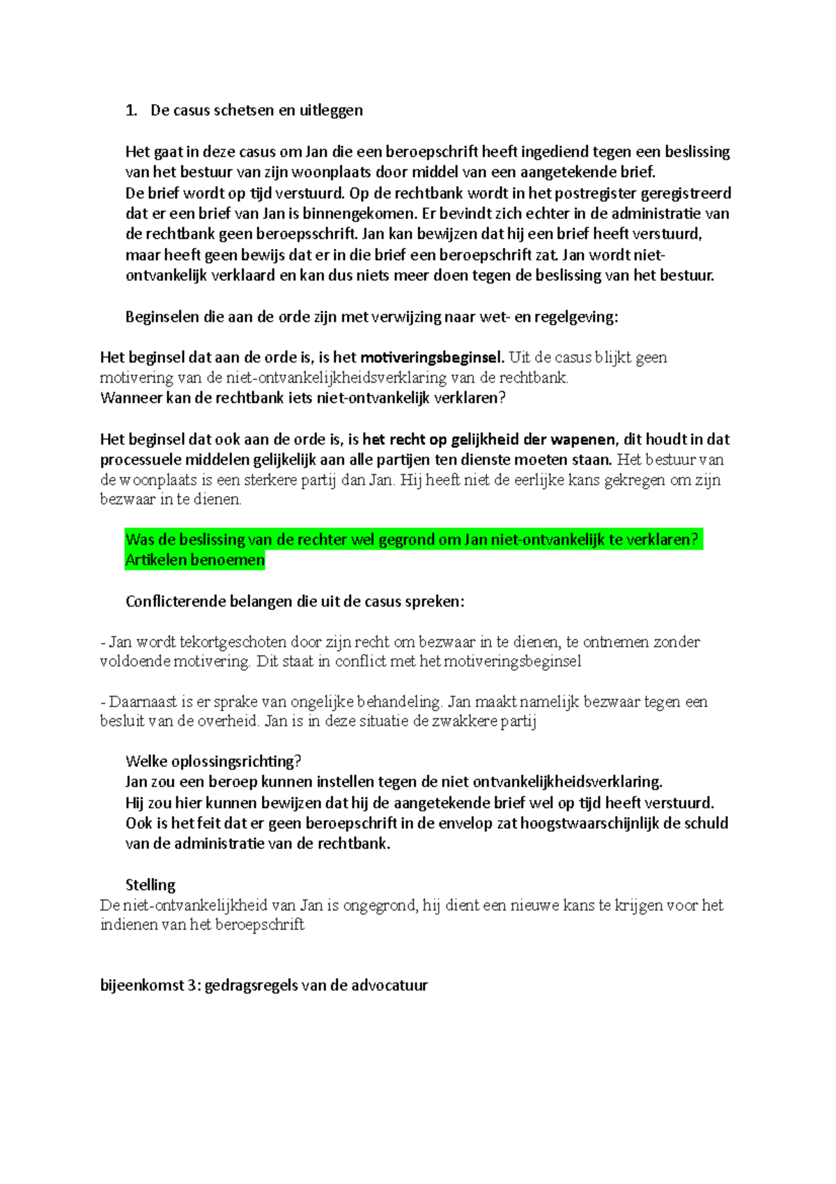 Casus 2 Een lege envelop - De casus schetsen en uitleggen Het gaat in deze casus om Jan die een ...