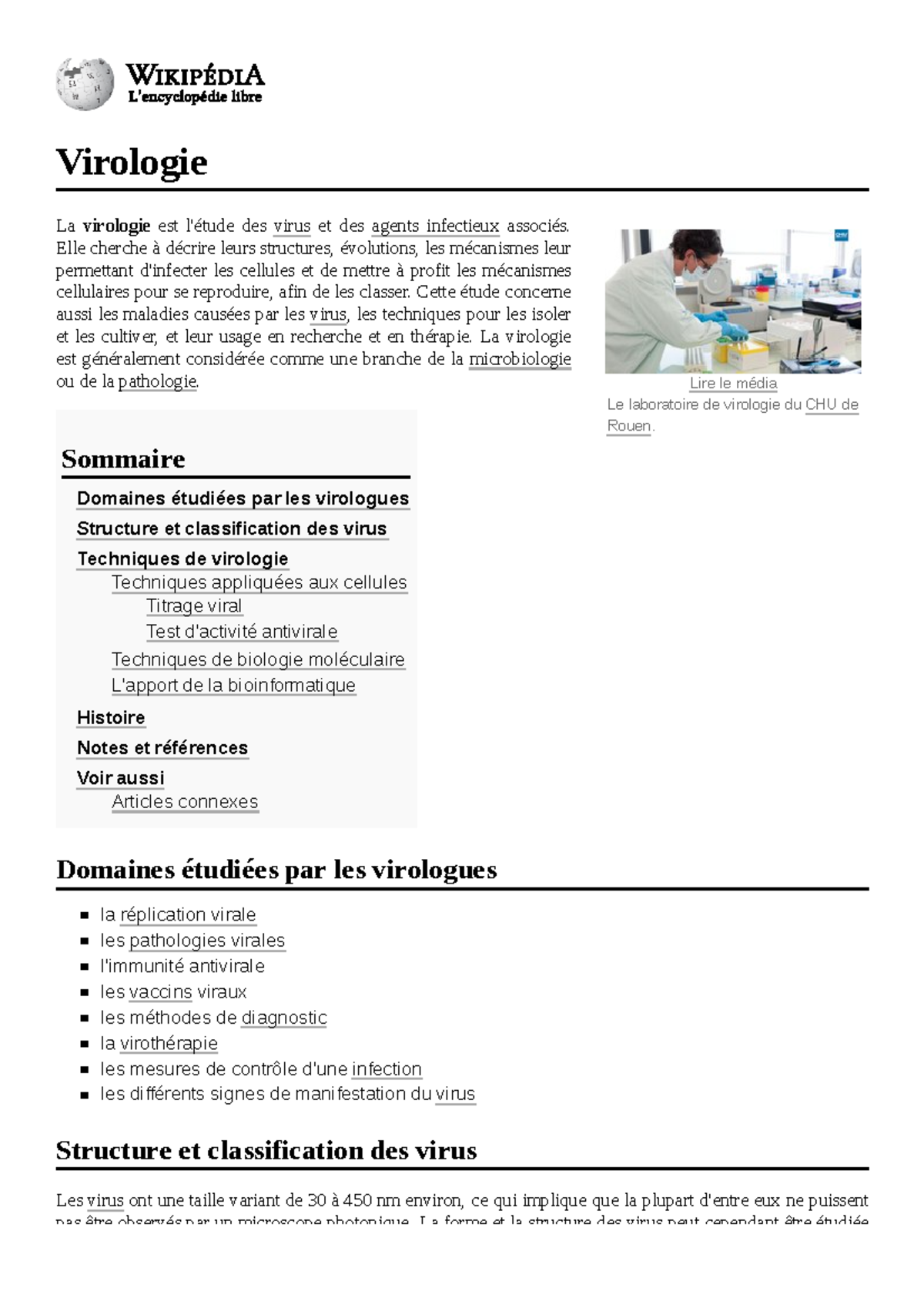 Virologie - article - Le laboratoire de virologie du CHU de Rouen ...