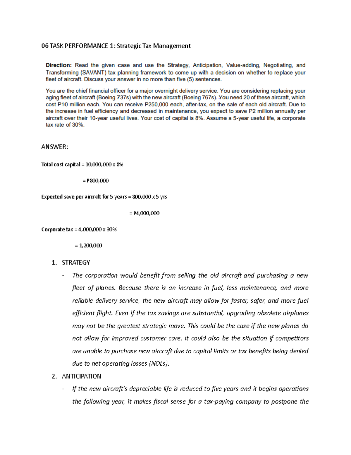 06 TASK Performance 1 Strataxman - 06 TASK PERFORMANCE 1: Strategic Tax ...