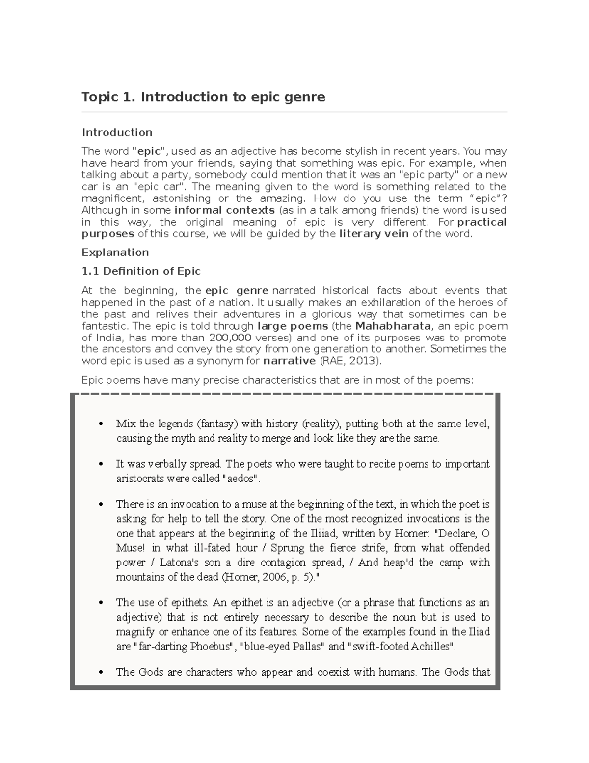 Module 1. GUW - Summaries - Topic 1. Introduction to epic genre Introduction The word - Studocu