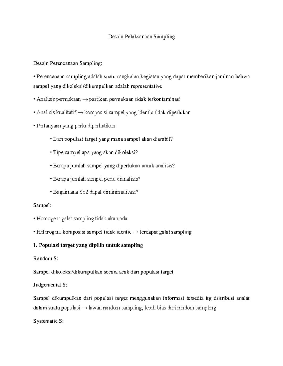 Desain Pelaksanaan Sampling - Desain Pelaksanaan Sampling Desain ...