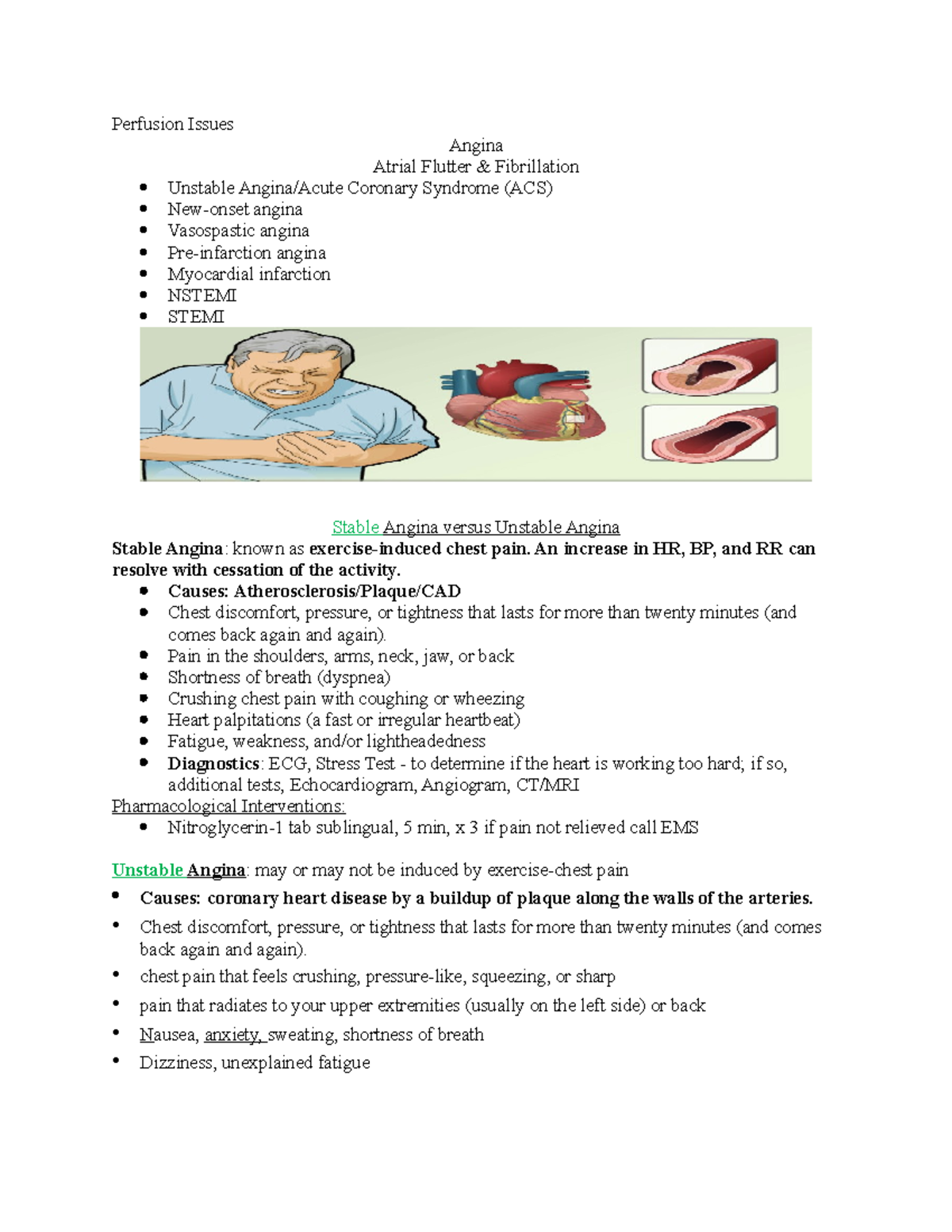 Atrial Flutter & Fibrillation Notes - Perfusion Issues Angina Atrial ...