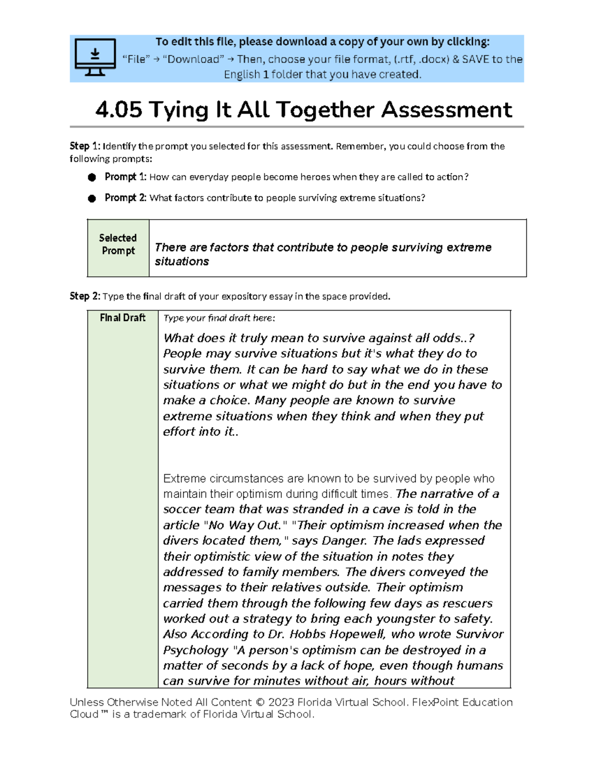 Copy of Copy of 4.05 Tying it All Together Assessment - 4 Tying It All ...