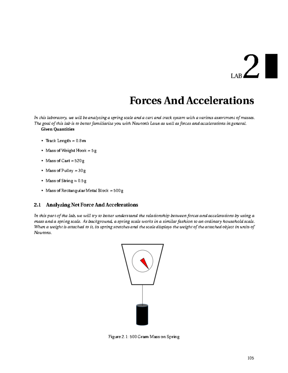 Physics LAB 2 - LAB 2 Forces And Accelerations In this laboratory, we ...