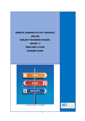 2021 Business Studies Grade 11 Notes Chapter 16 - BUSINESS STUDIES ...