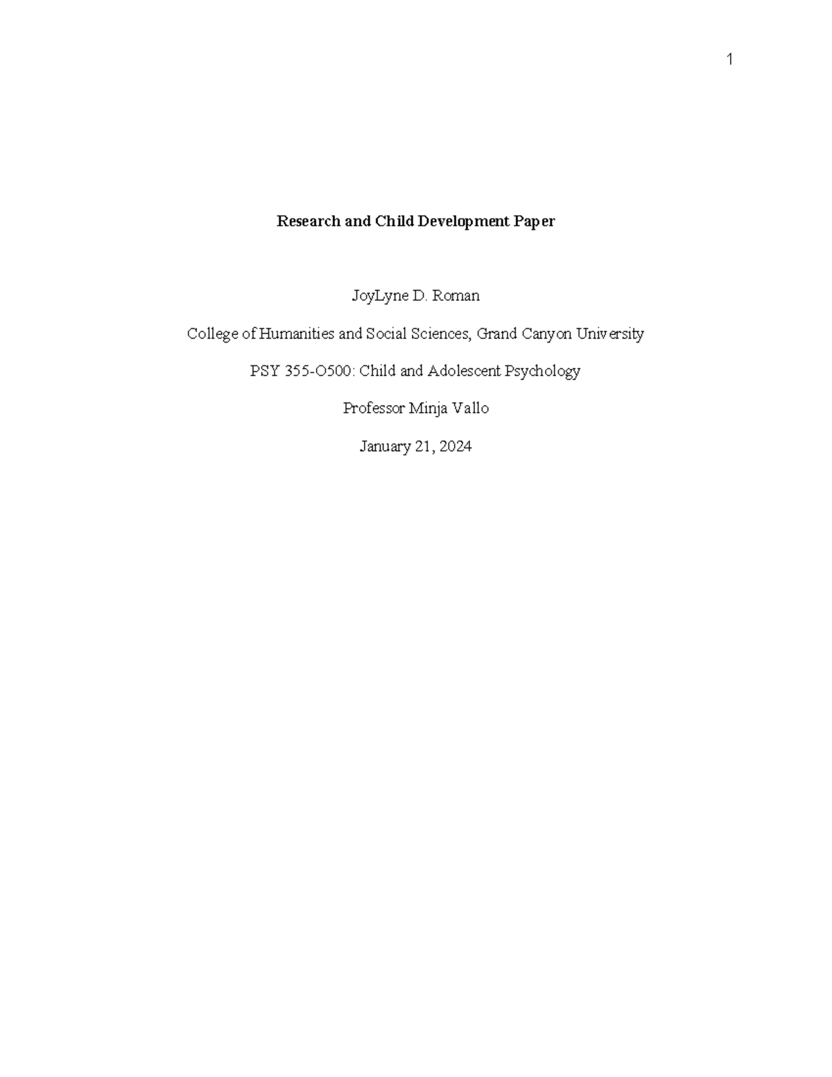 Research and Child Development - Cognitive Development - Research and ...