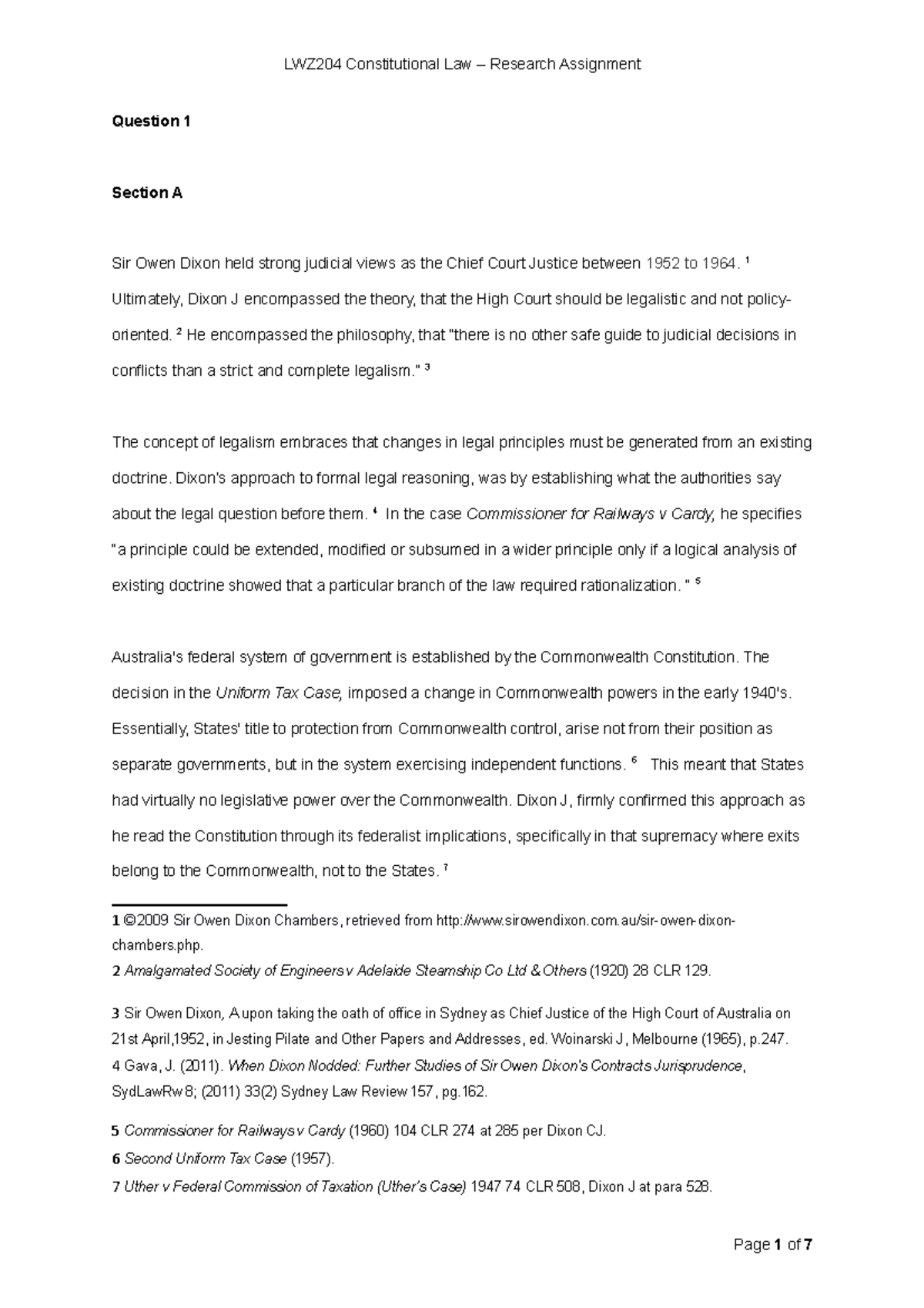 LWZ204 Constitutional Law – Research Assignment - Question 1 Section A ...