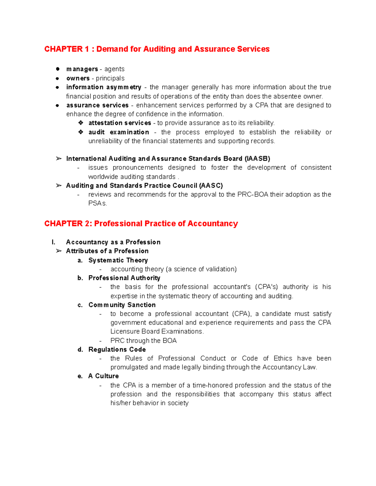 Audit Notes - CHAPTER 1 : Demand for Auditing and Assurance Services ...