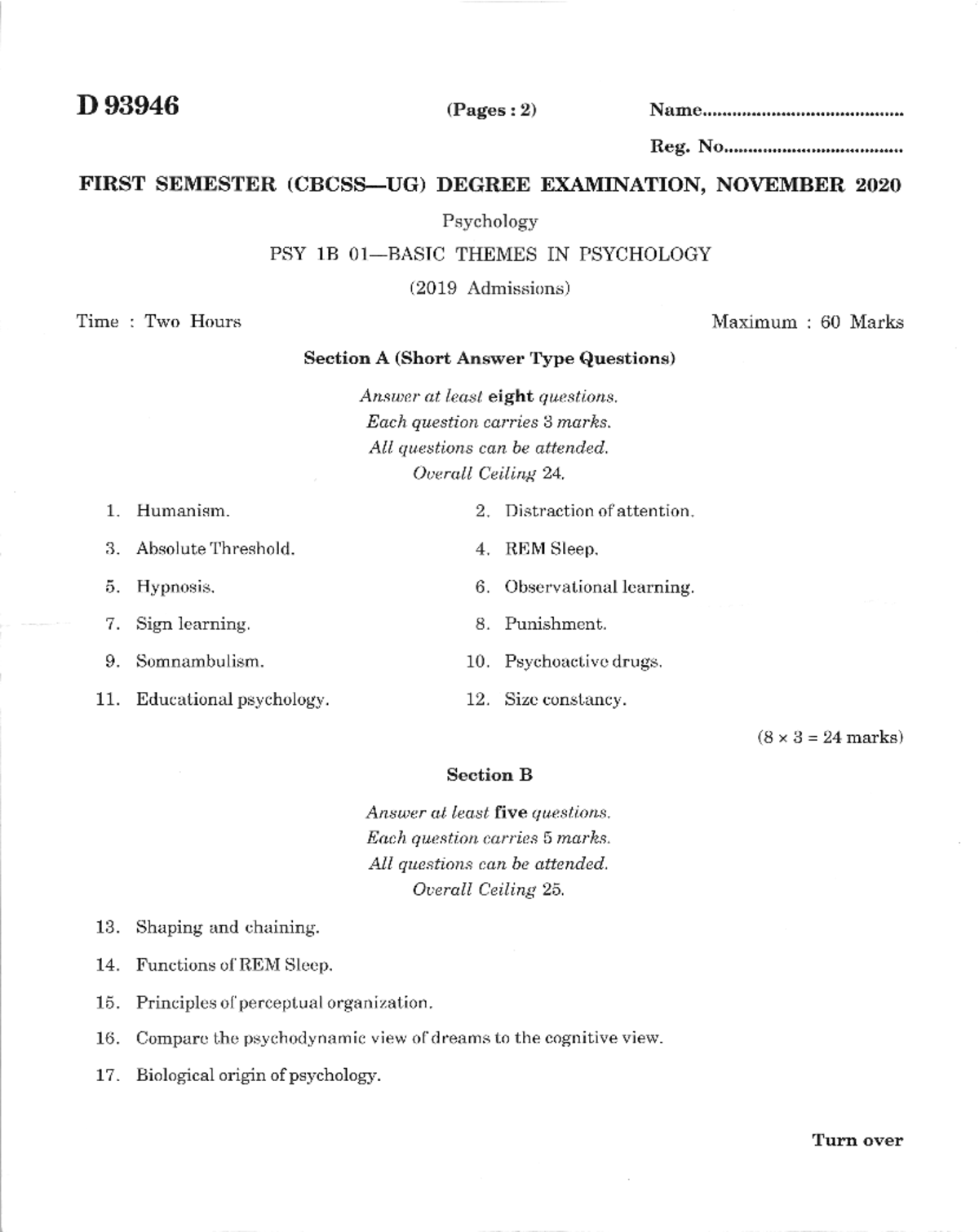 PSY 1B 01 - Psychology notes - Bsc psychology - Studocu