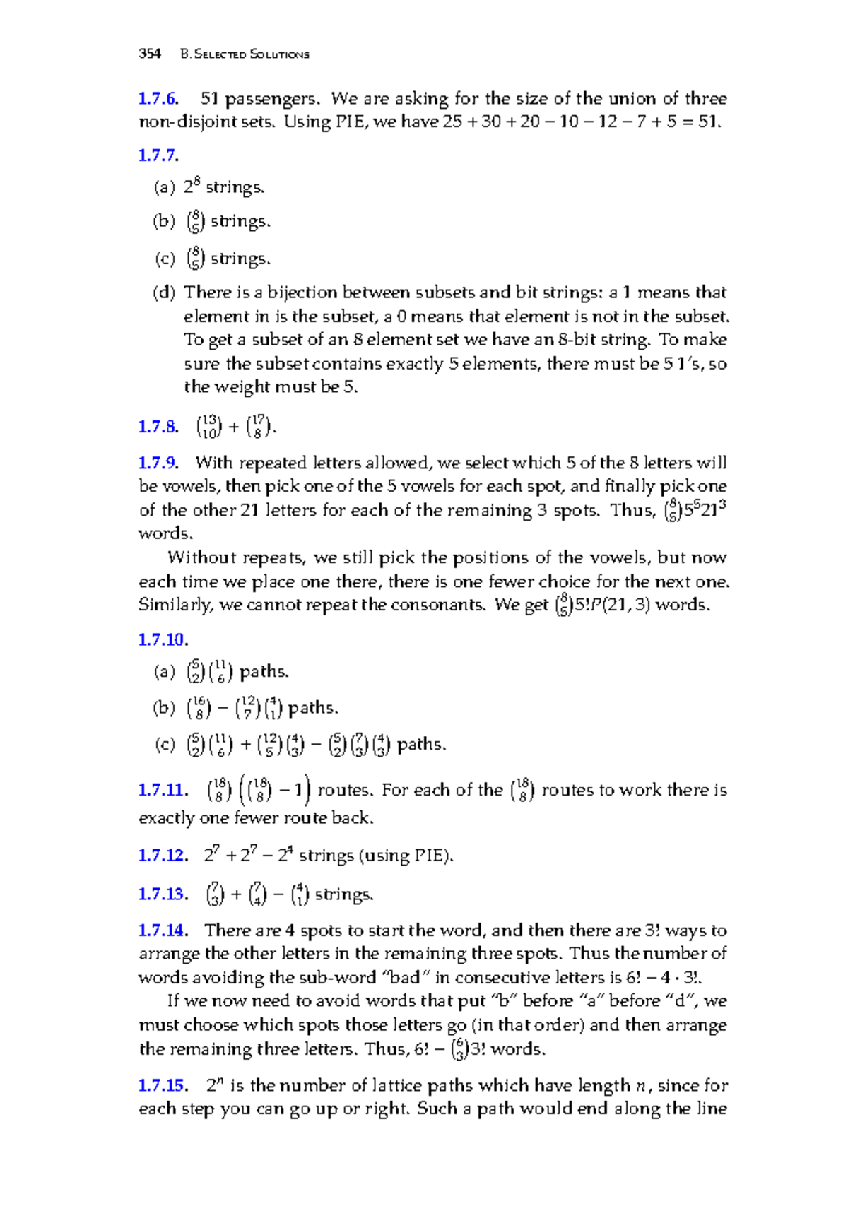 Discrete mathematics-124 - 354 B. Selected Solutions 1.7. 51 passengers ...