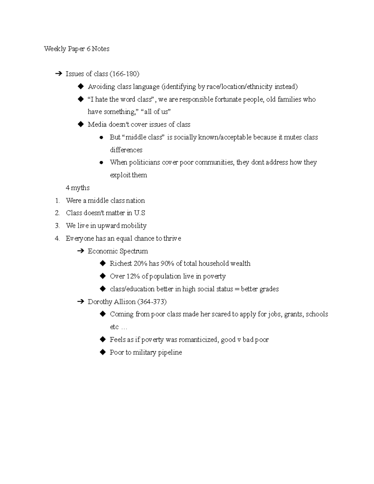 Weekly Paper 6 Notes - Weekly Paper 6 Notes Issues of class (166-180 ...