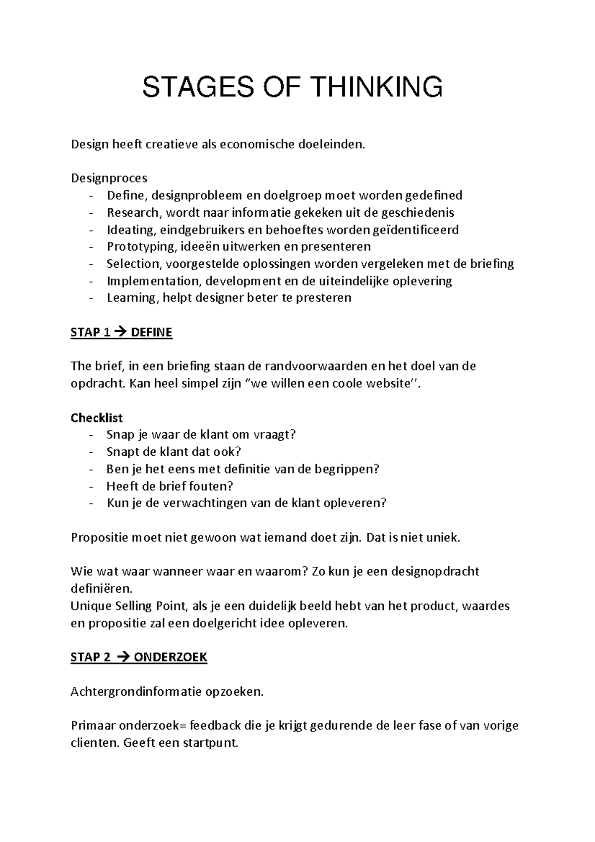 Samenvatting Design Thinking for Visual Communication - STAGES OF ...