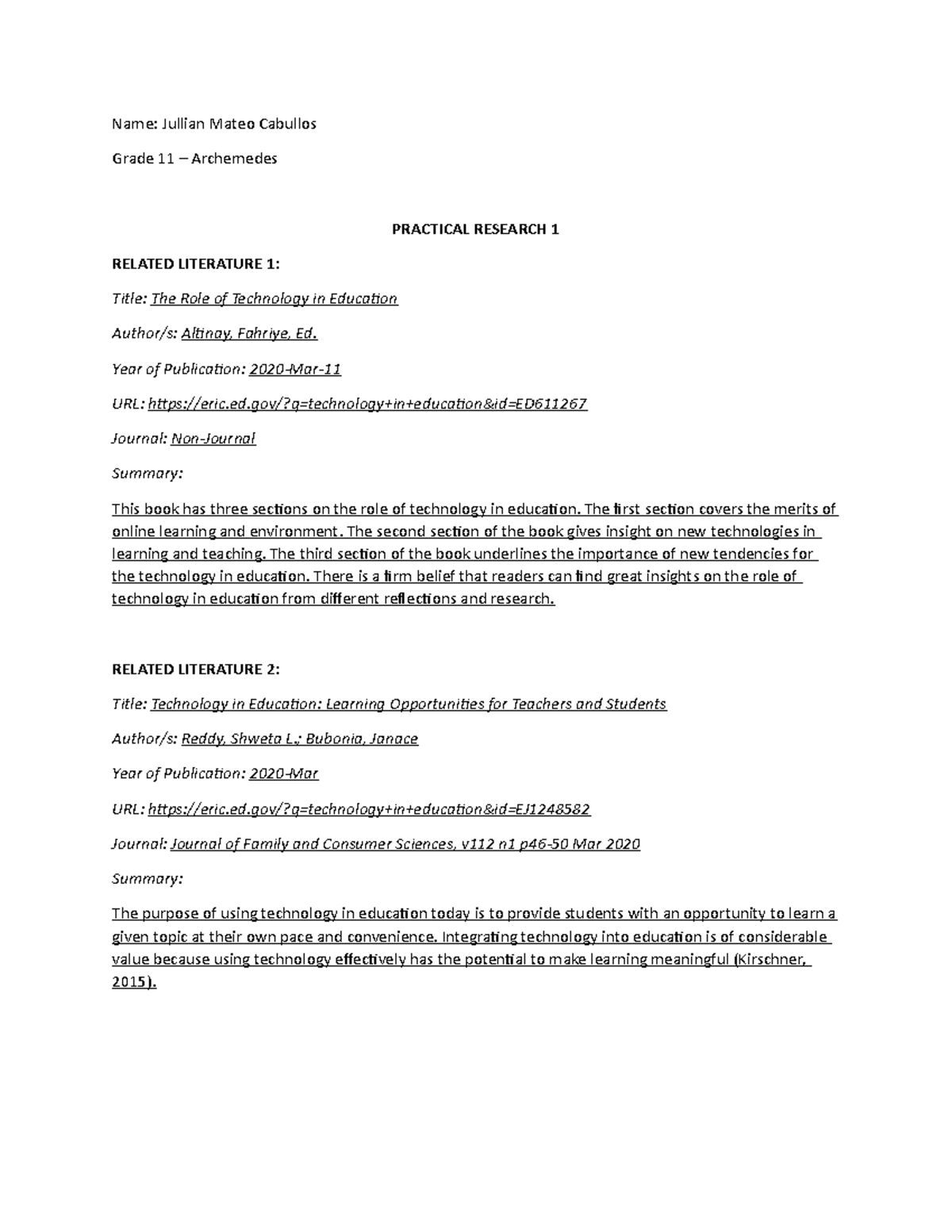 Practical Research 1 - This is a sample activity - Name: Jullian Mateo ...