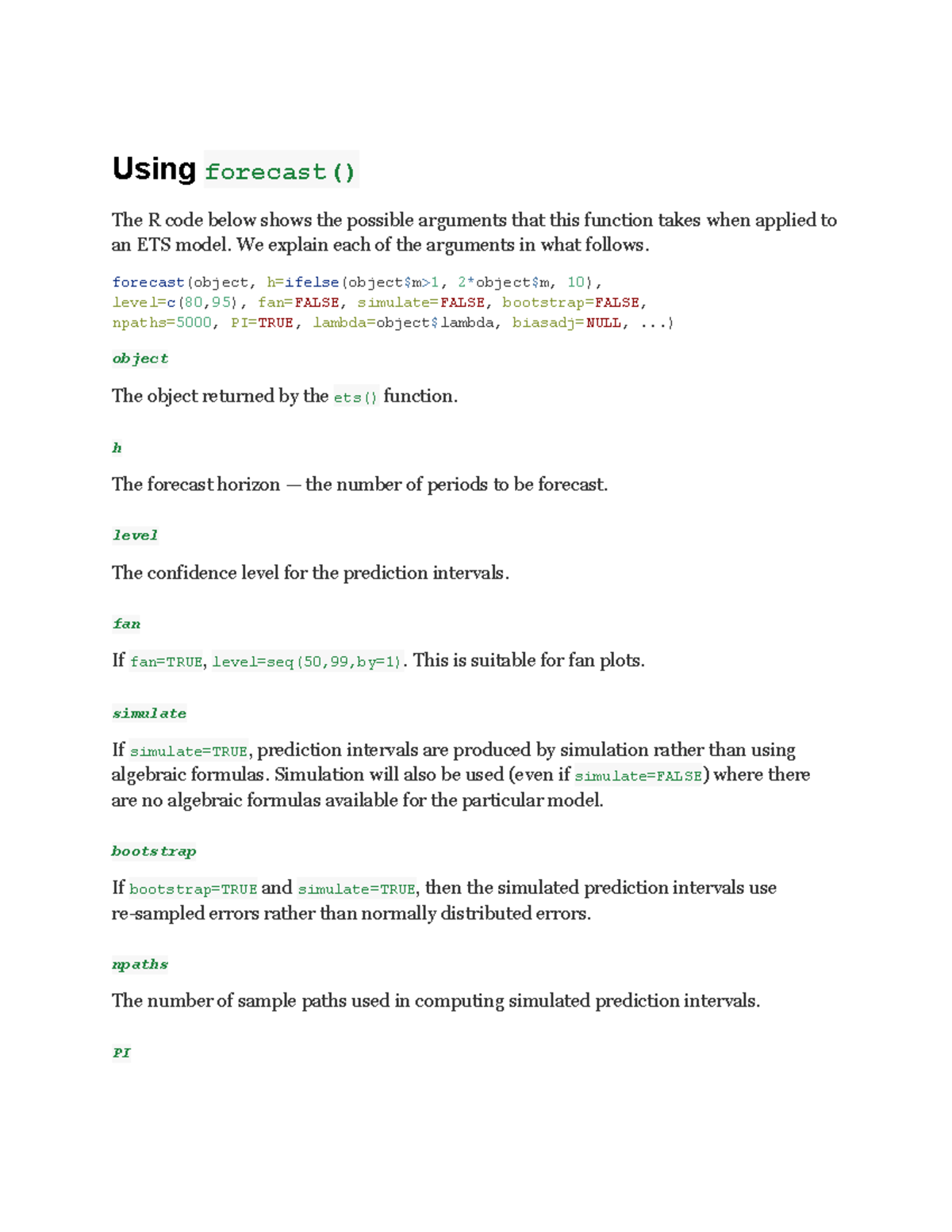 Forecast Notes - Using forecast() The R code below shows the possible ...