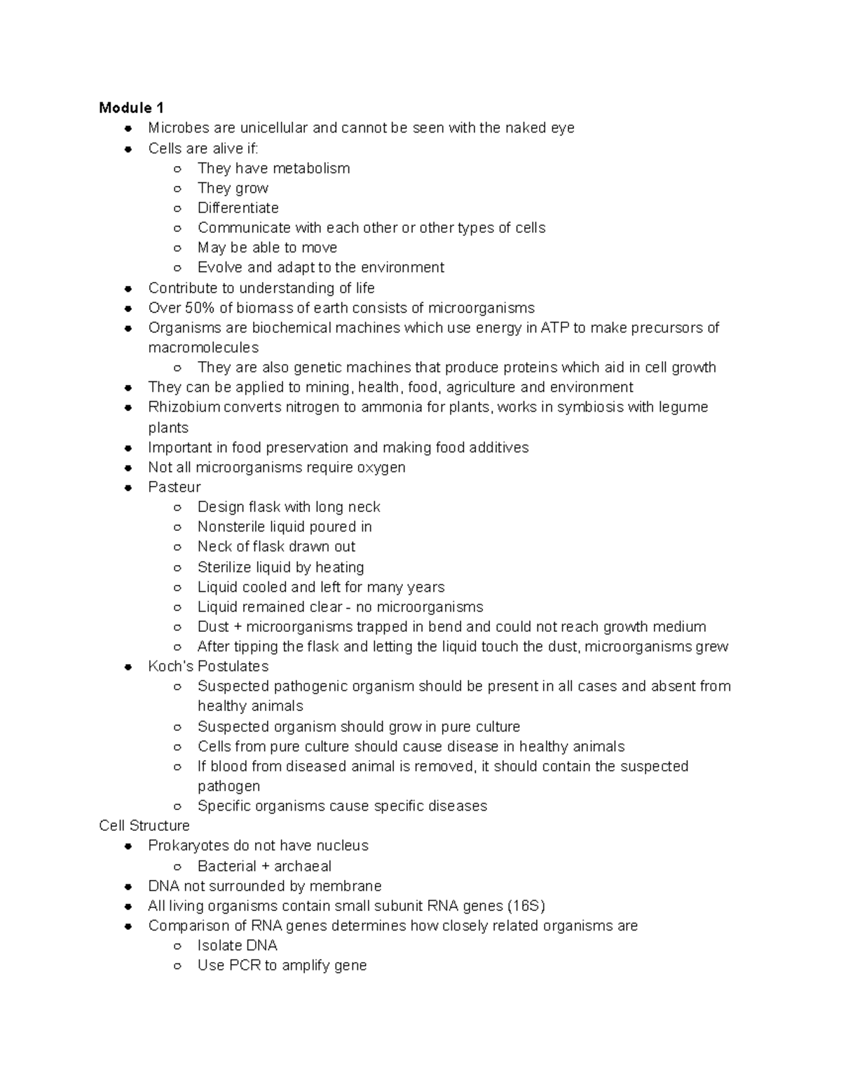 Microbiology - Lecture notes all - Module 1 Microbes are unicellular ...