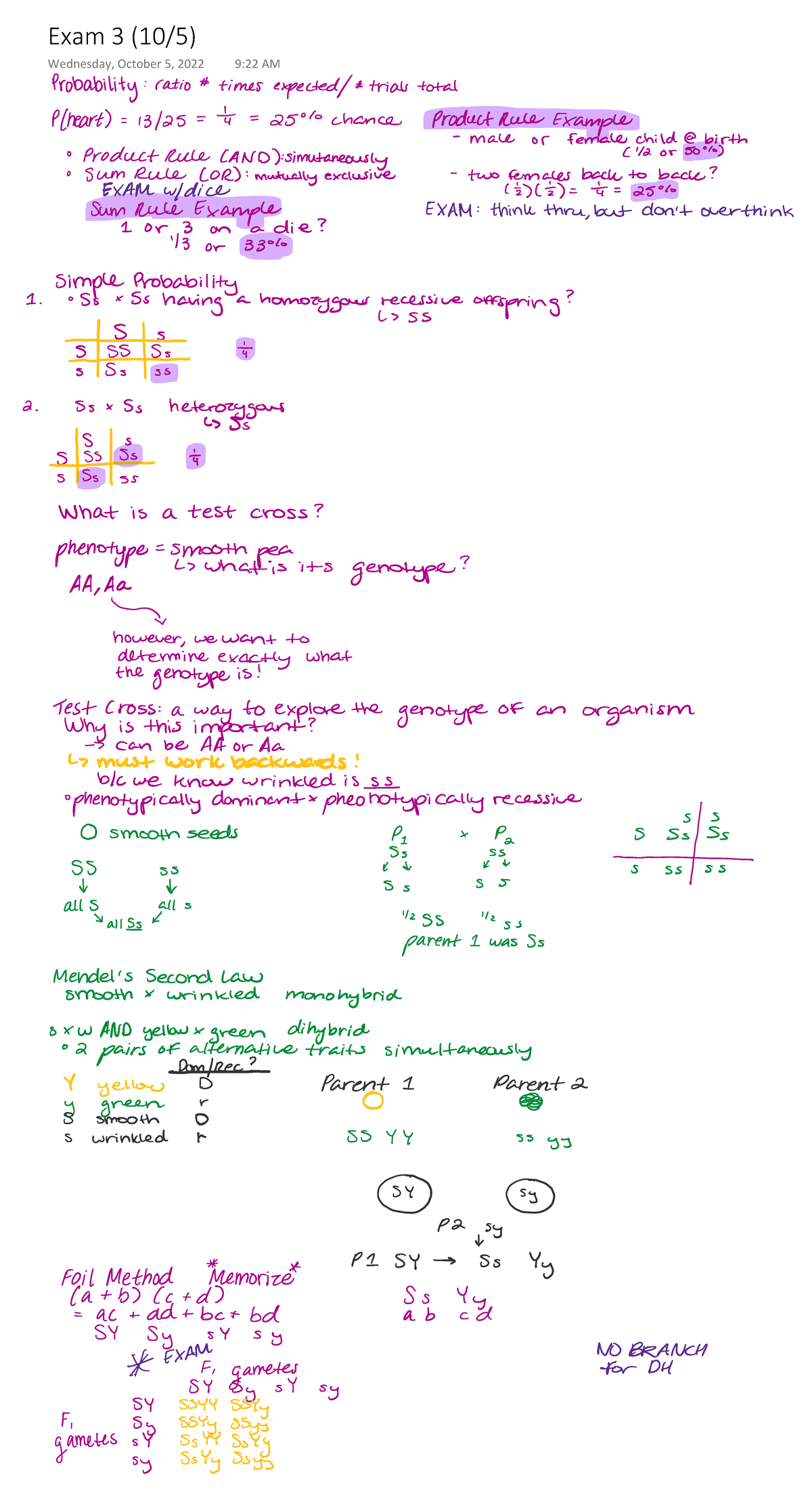 Exam 3 Notes (10/5) - Exam 3 Wednesday, October 5, 2022 9:22 AM ...