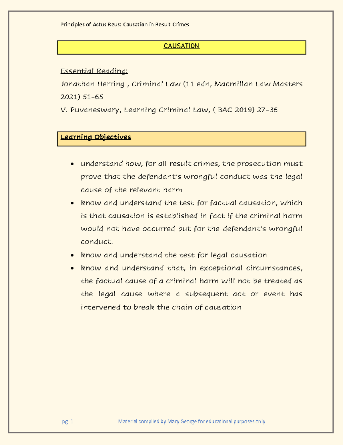 Causation April 2024(2)-2 - ####### CAUSATION ####### Essential Reading ...