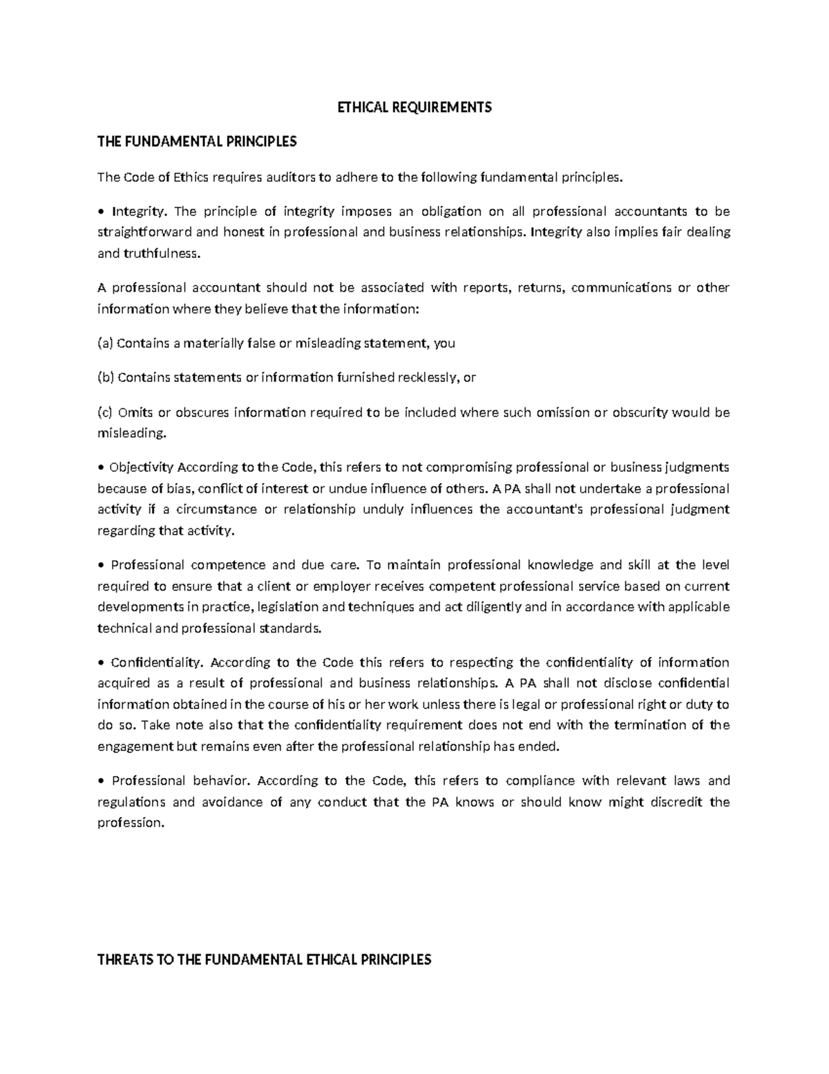 Ethical Requirements Group 2 - ETHICAL REQUIREMENTS THE FUNDAMENTAL ...