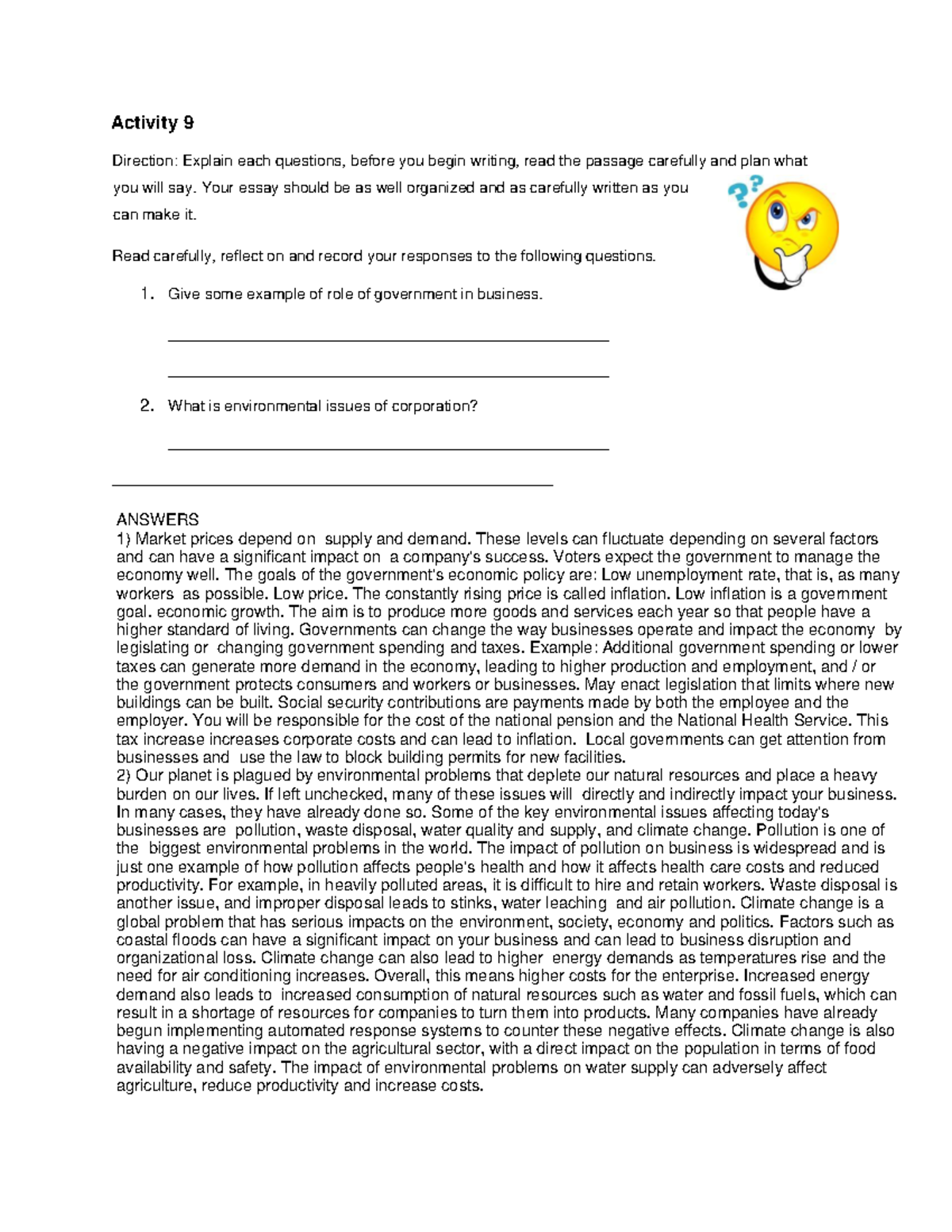 Activity 9 - hvbsxduyaswjb - Activity 9 Direction: Explain each ...