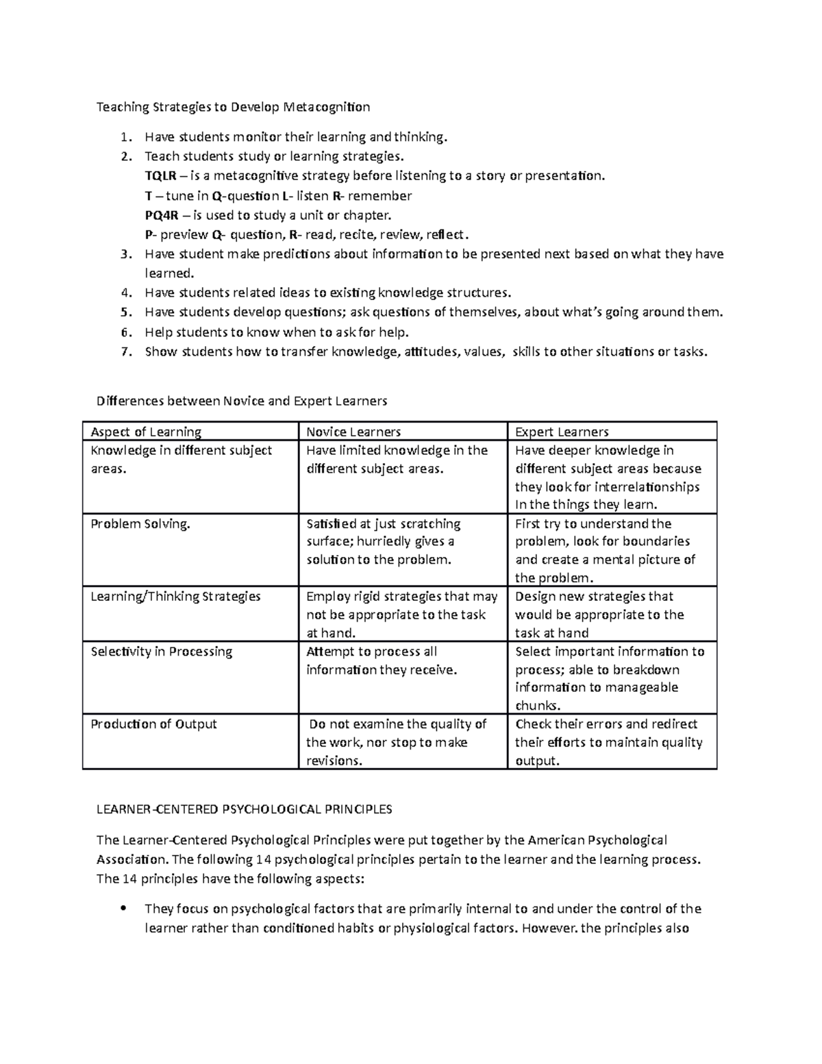 EDUC107 Notes (module 1 to 6) - Teaching Strategies to Develop ...