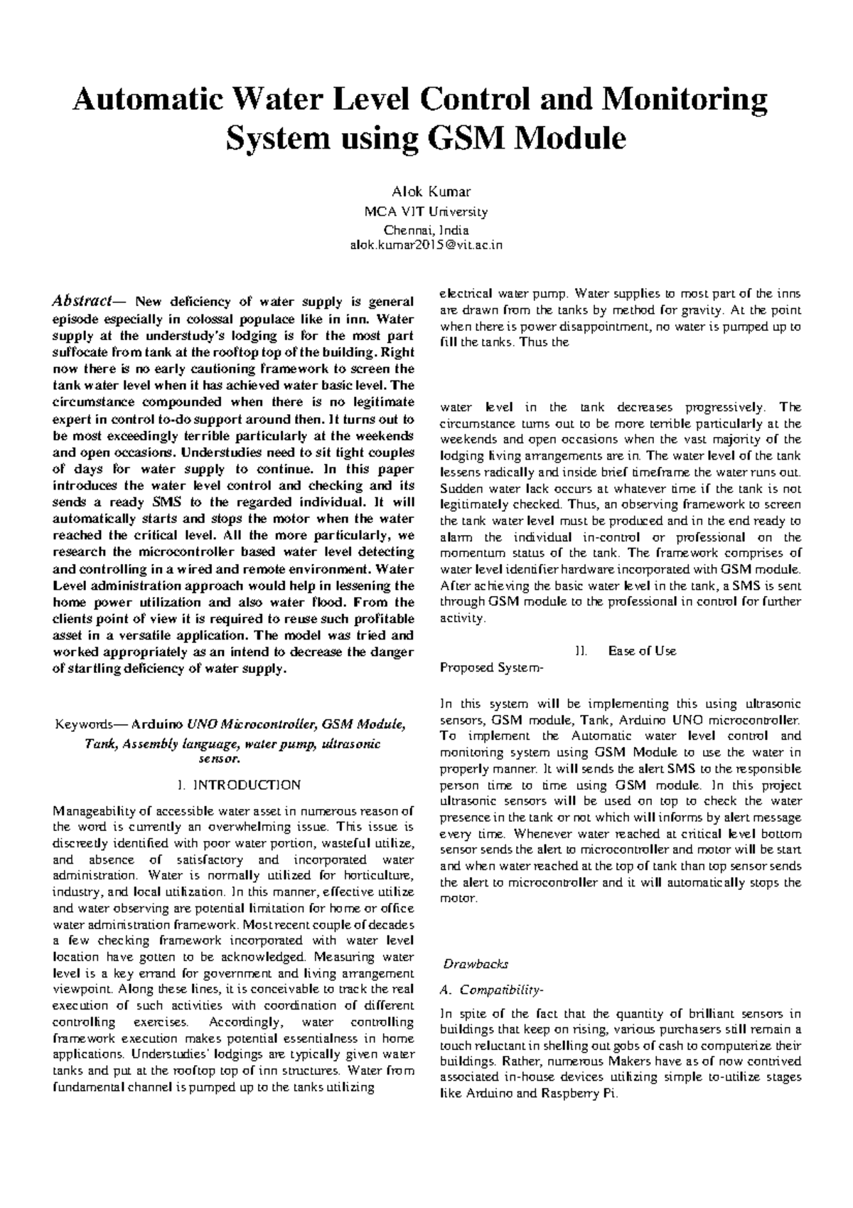 Automatic Water Level Control and Monito - Automatic Water Level ...