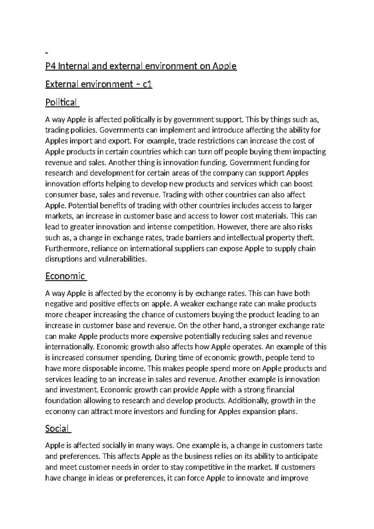 p4 and p5 learning aim C and D - P4 Internal and external environment ...