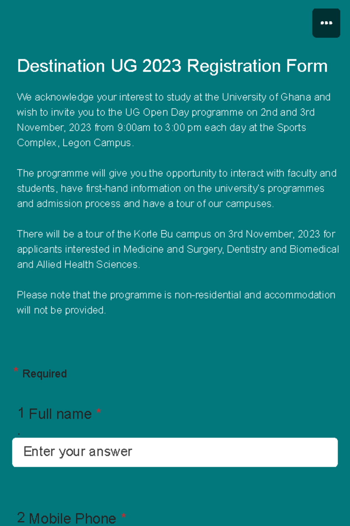 Destination UG 2023 Registration Form 2 - The programme will give you ...