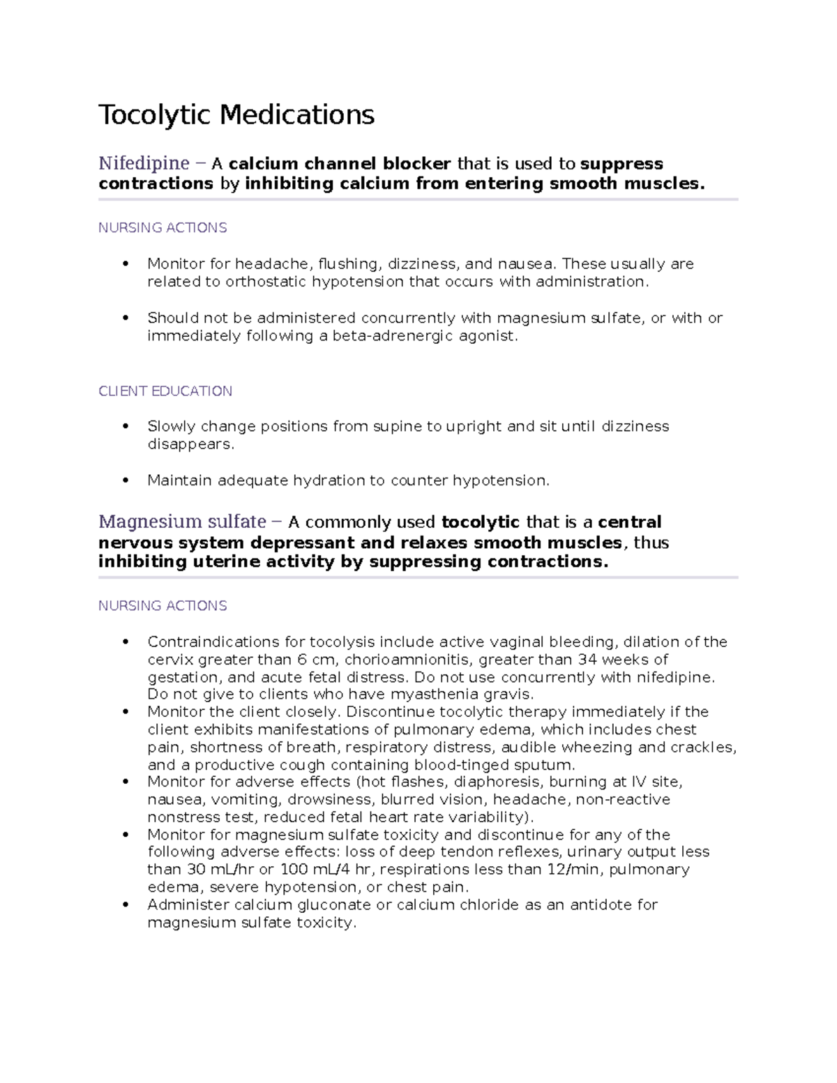 Tocolytics, Sufactant, and Antibiotic 2 - Tocolytic Medications ...