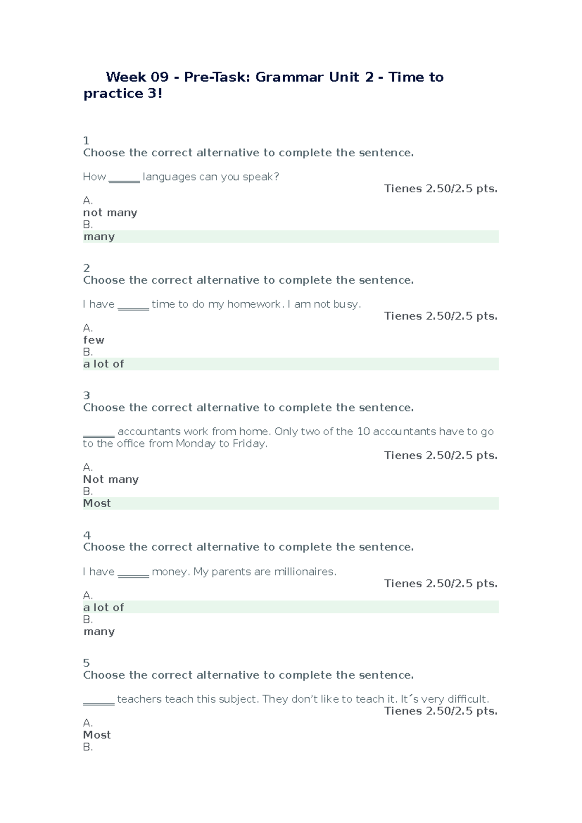 ️ Week 09 - Pre-Task Grammar Unit 2 - Time to practice 3 - ️ Week 09 ...