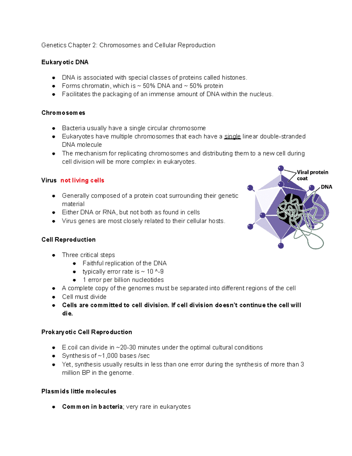 Genetics Chapter 2 Notes - Genetics Chapter 2: Chromosomes and Cellular ...