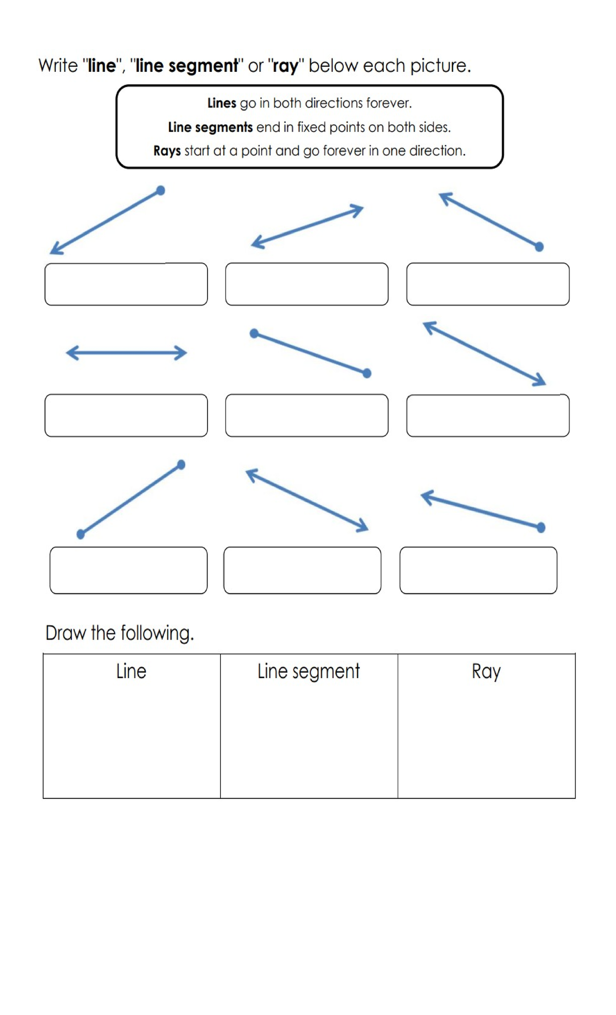 English,Filipino and Math - Write or below each picture. Lines go in ...