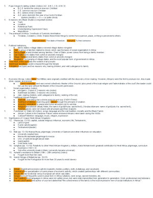 Exam 2 Study Guide - Eastern Washington University AAST 215: African ...