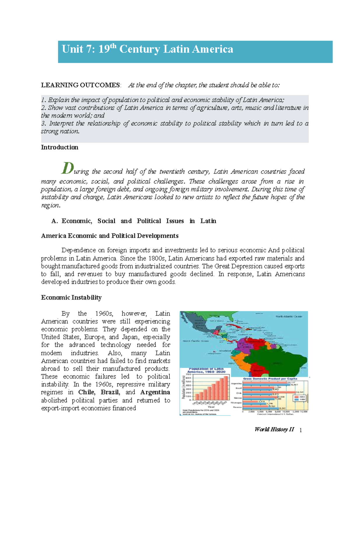 19TH Century Latin America - LEARNING OUTCOMES : At the end of the ...