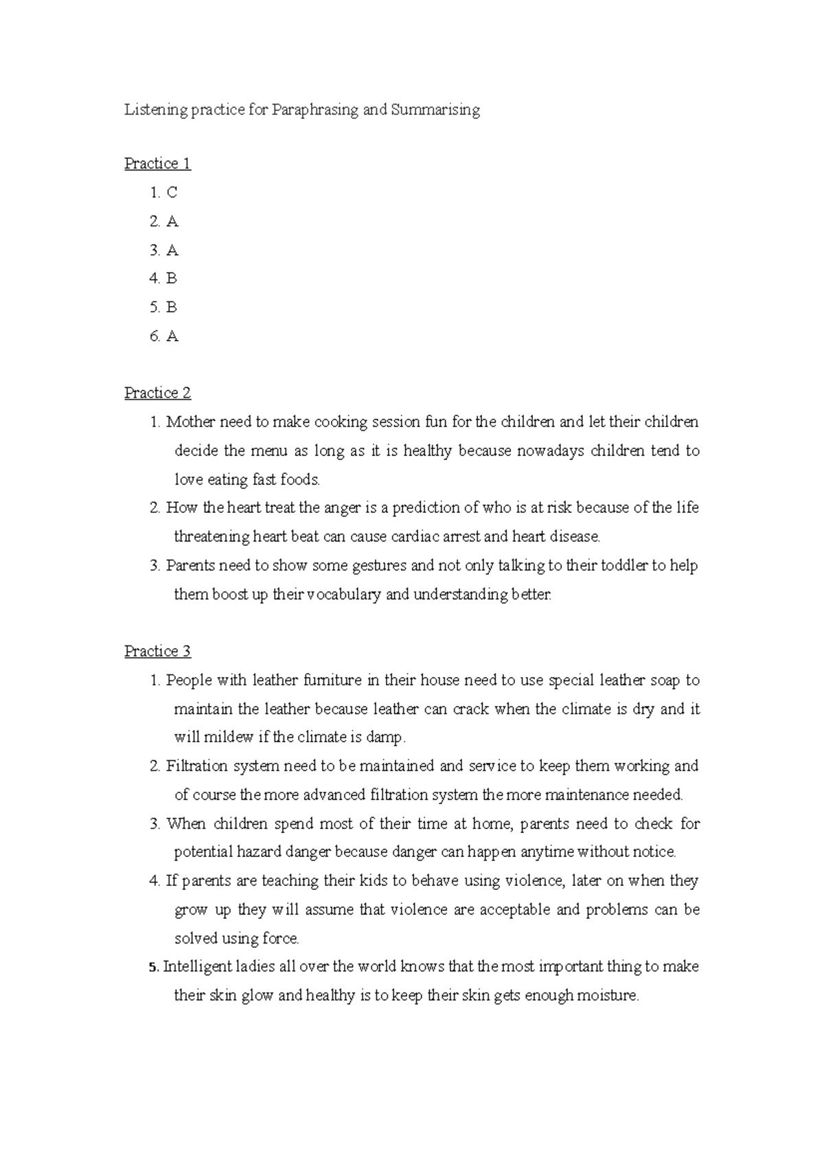 Elc Listening practice for Paraphrasing and Summarisin - Listening ...