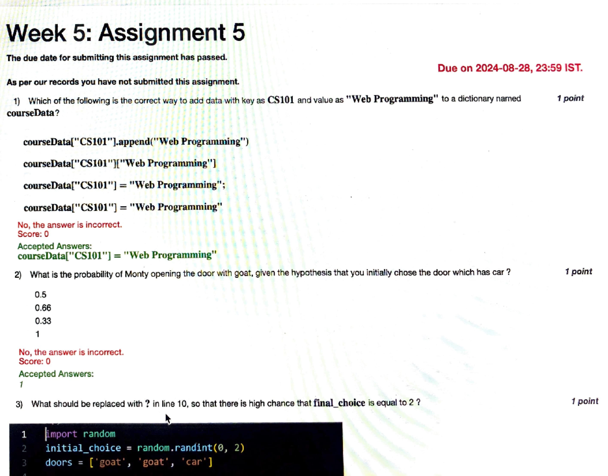 Assgnment 5-6 - NPTEL Swayam - Week 5: Assignment 5 The due date for submitting this assignment ...