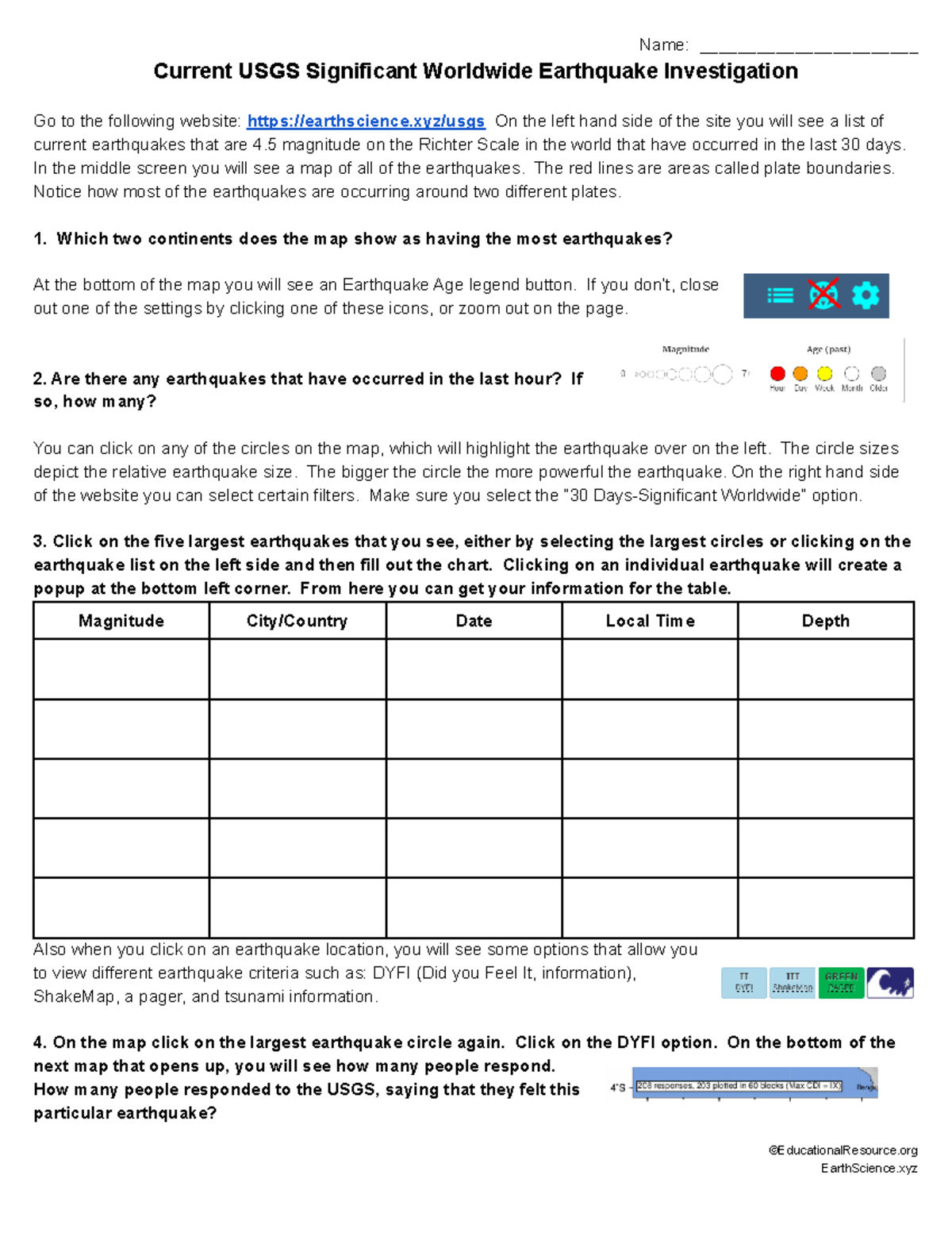 ESS earthquake rating - ...... - Name: _______________________ Current ...