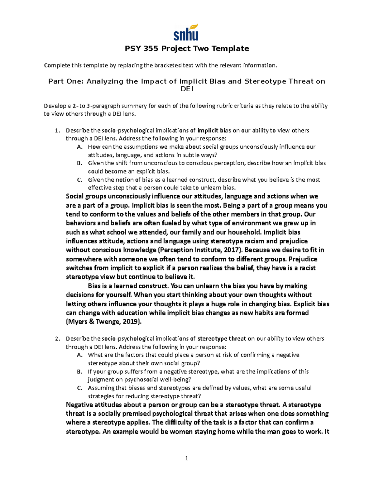 PSY 355 Project Two Template Complete - Part One: Analyzing the Impact ...