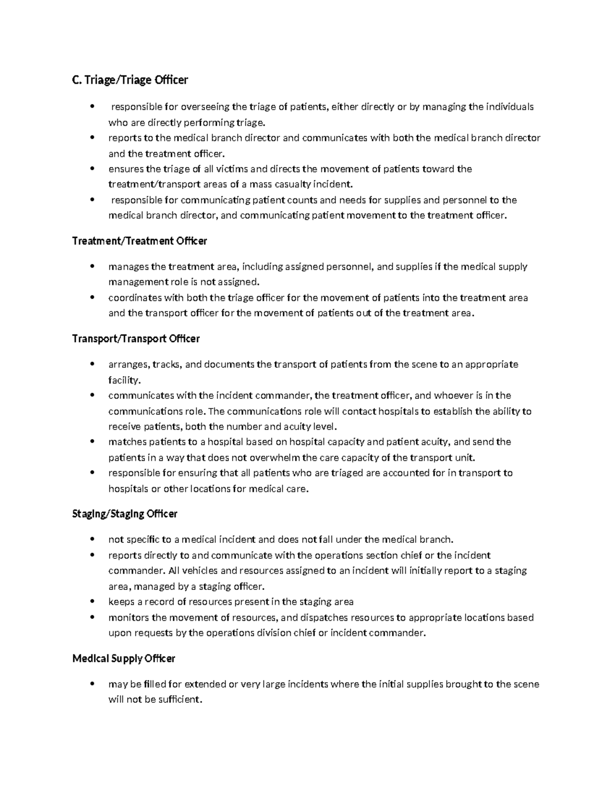 Bachelor of science in nursing C. Triage on disaster preparedness and response - C. Triage ...